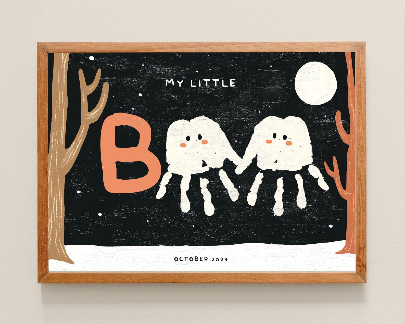 Baby Footprint Handprint Art Print | Halloween Keepsake | Printable Boo ...