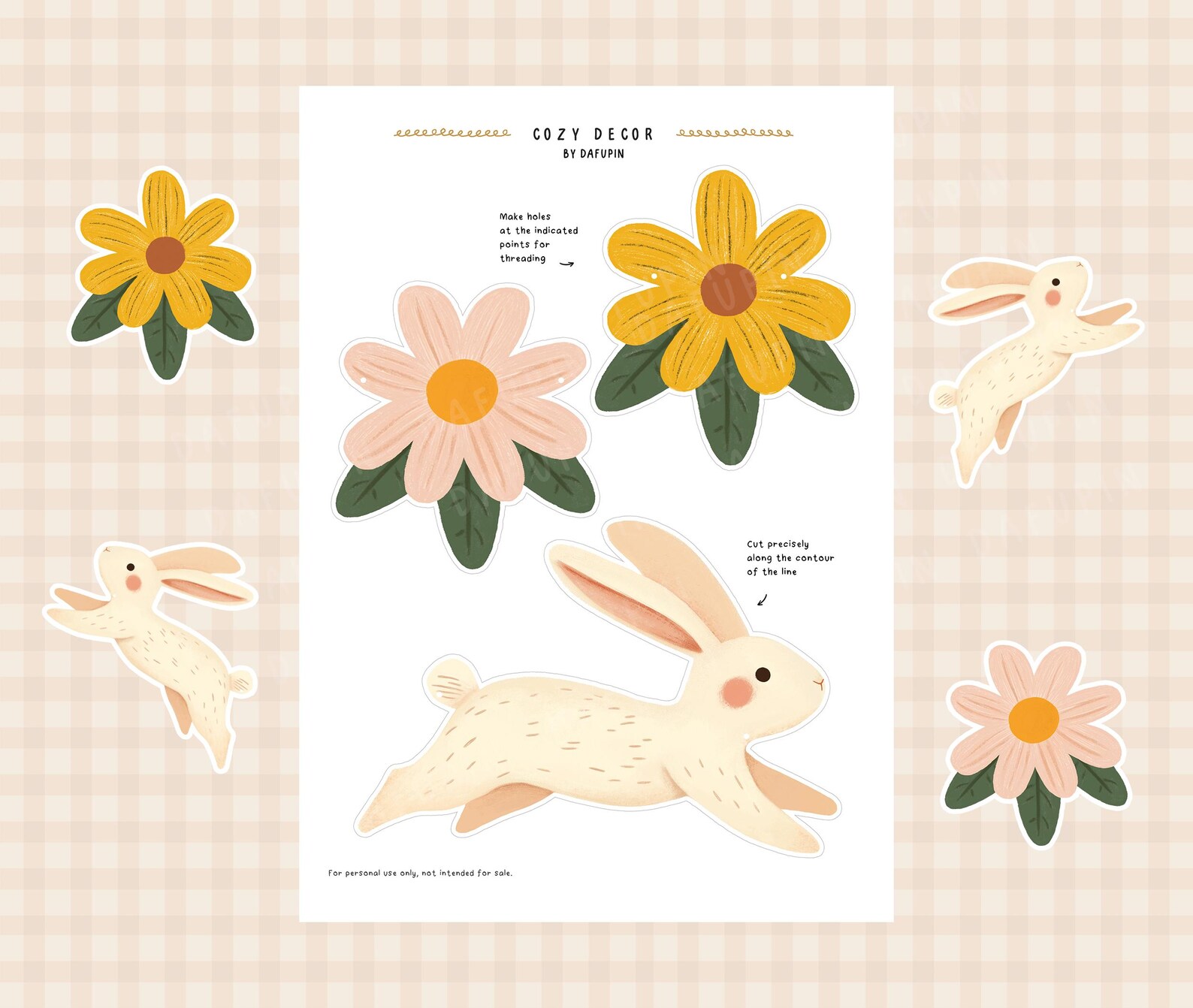Printable Easter Garland – Bunny Egg Flower Banner – Easter Decoration ...