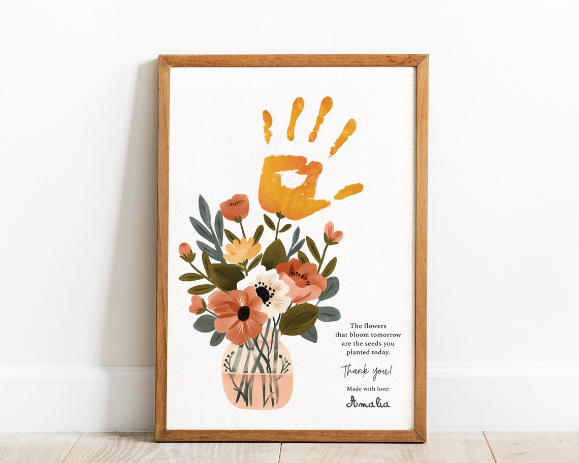 Teacher Appreciation Gift Handprint Art Instant Download Printable Gift ...