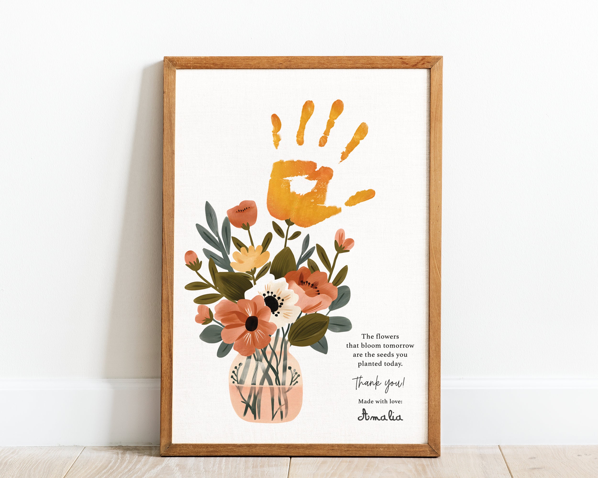 Teacher Appreciation Gift Handprint Art Instant Download Printable Gift ...