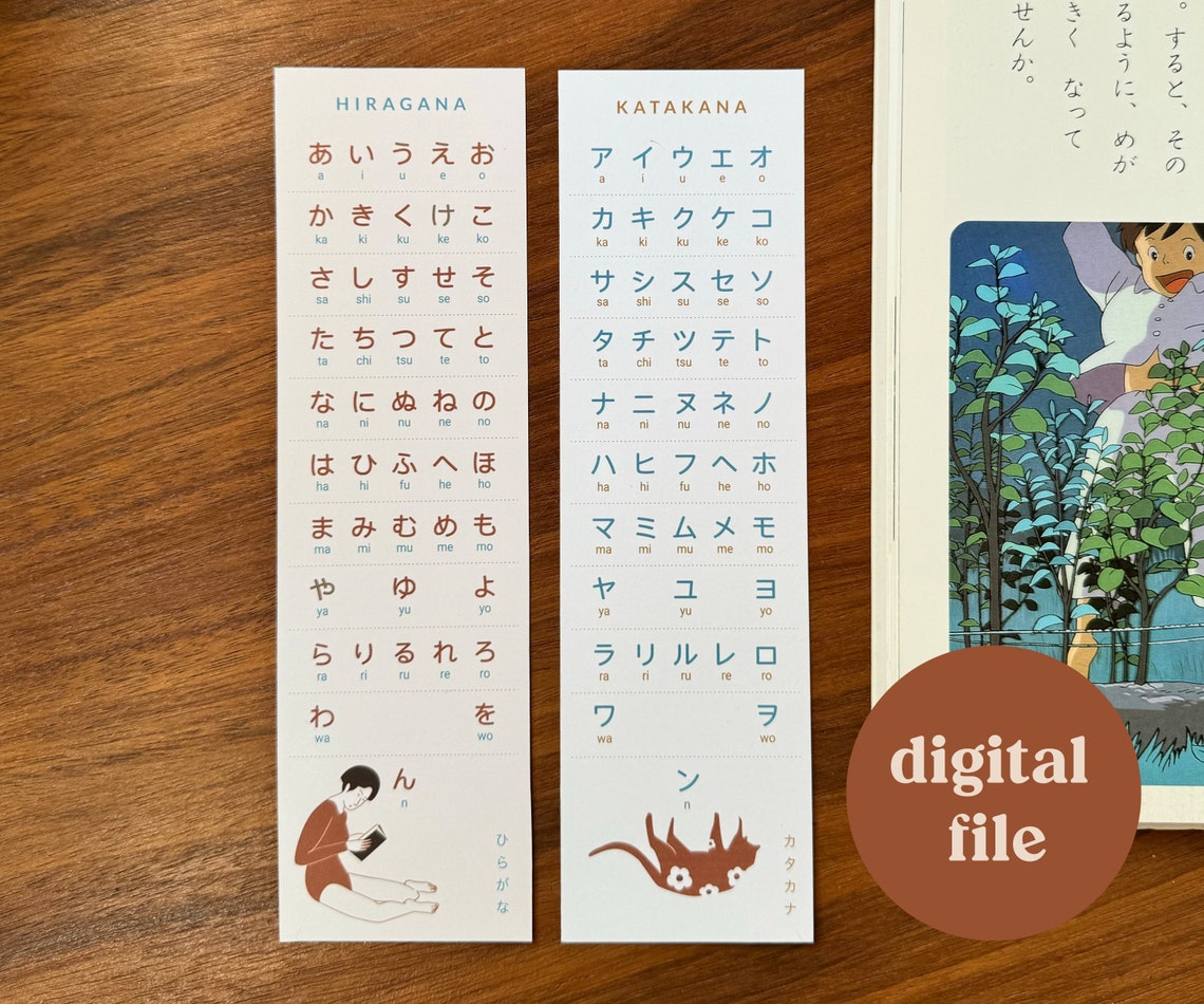 Japanese Bookmark | Hiragana Katakana Bookmark | Read | Book | Digital ...
