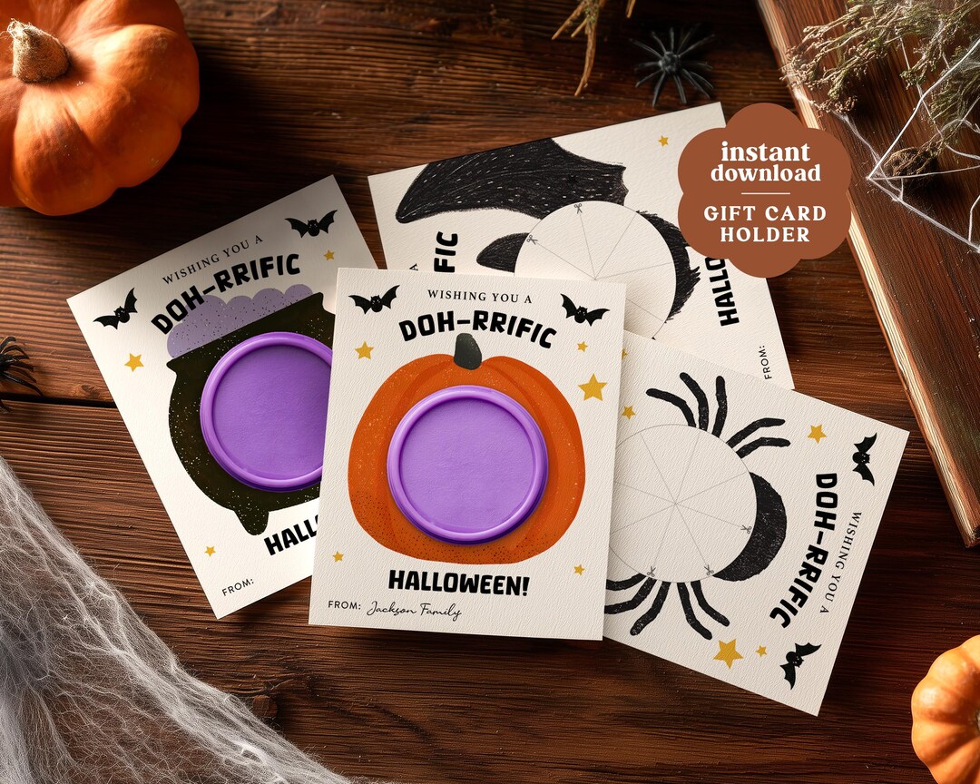 Printable Halloween Play-doh Holders: Kids Favor Cards (PDF Download ...