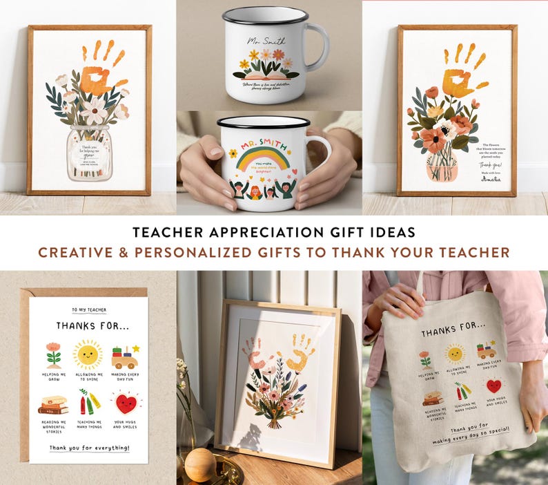 Teacher Appreciation Handprint Art, Printable Gift (digital Download ...