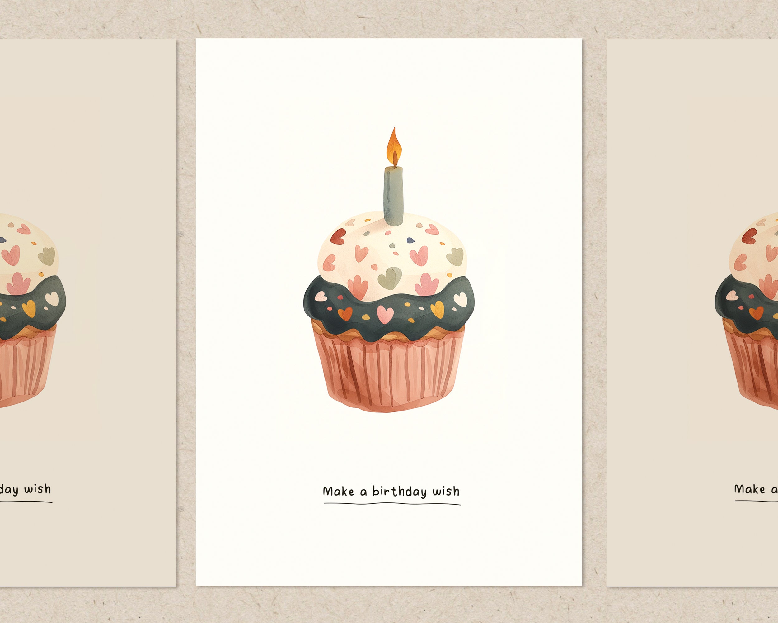Cupcake Birthday Card – Printable Greeting Card (PDF & JPG) - Etsy