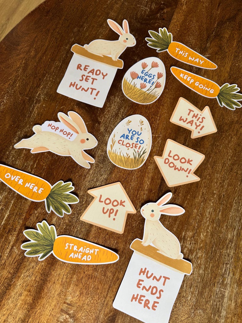 Easter Egg Hunt Signs – Printable Bunny & Flower Clues – DIY Easter ...