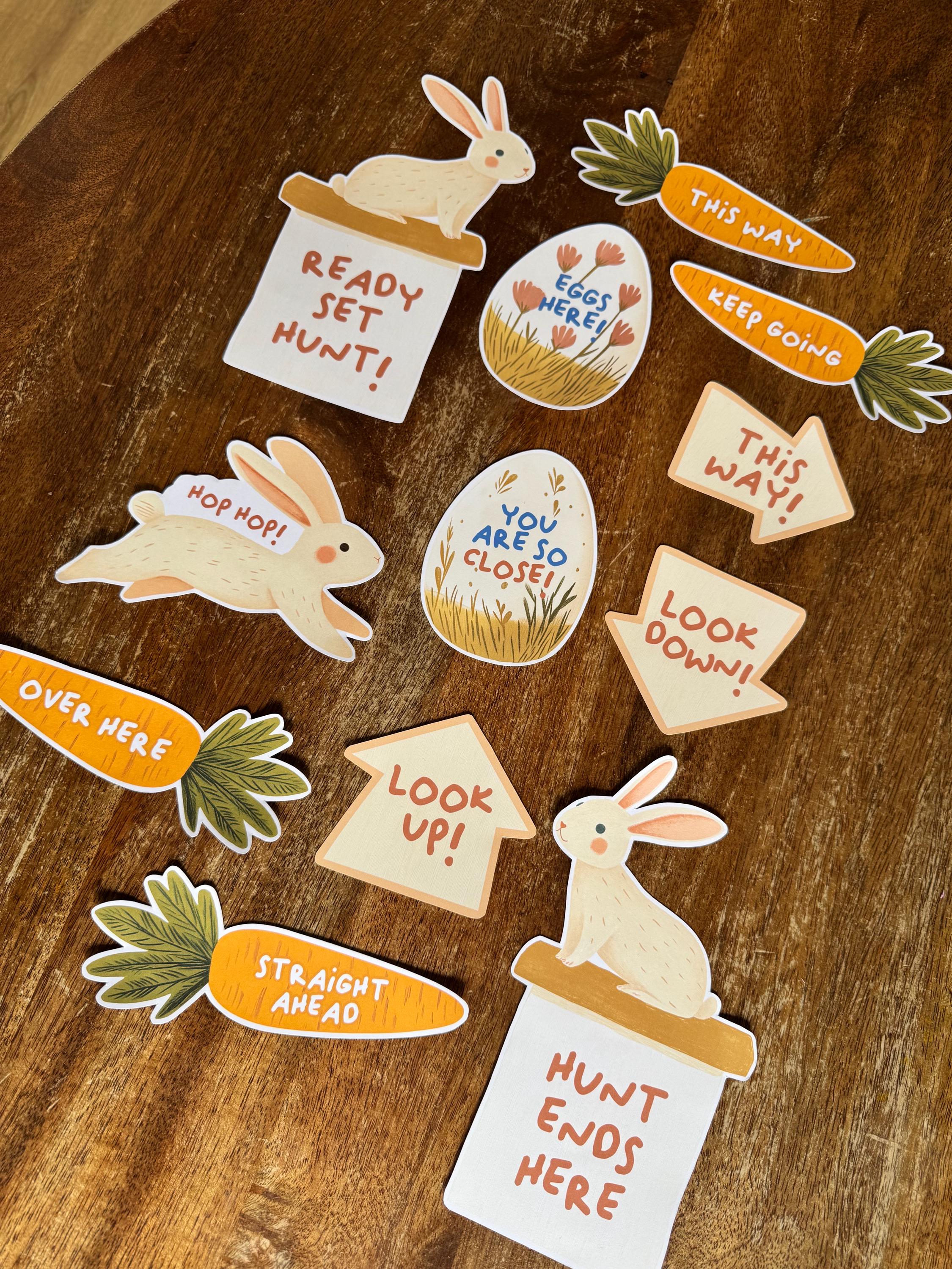 Easter Egg Hunt Signs – Printable Bunny & Flower Clues – DIY Easter ...