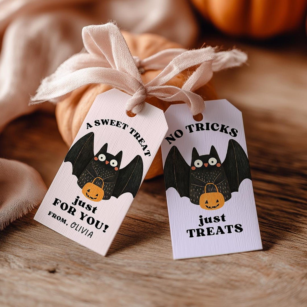 Halloween Treat Tags Printable: 'no Trick Just Treat' Designs (digital ...