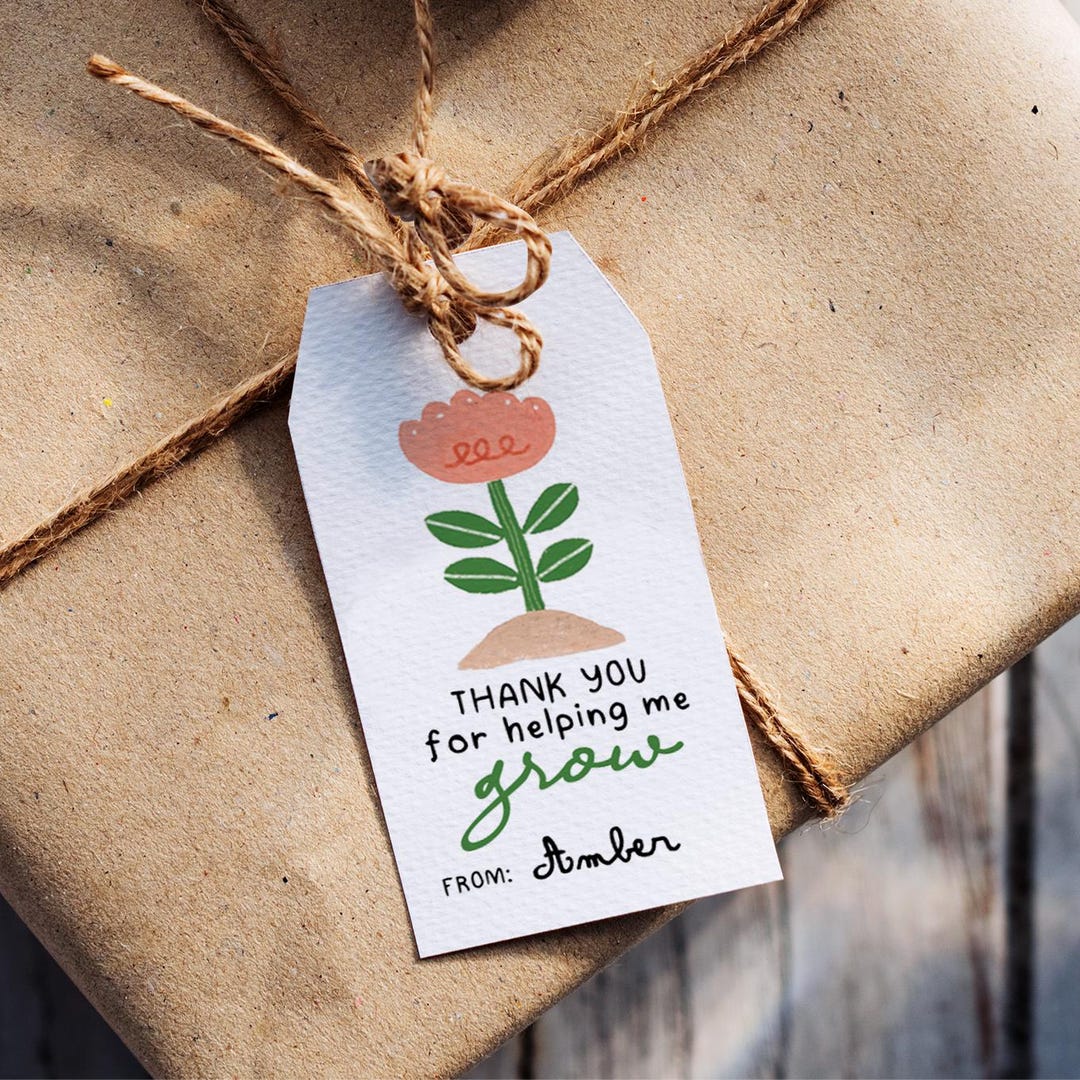 Teacher Thank You Tags Printable | Flower Gift Tag | Thank You for ...