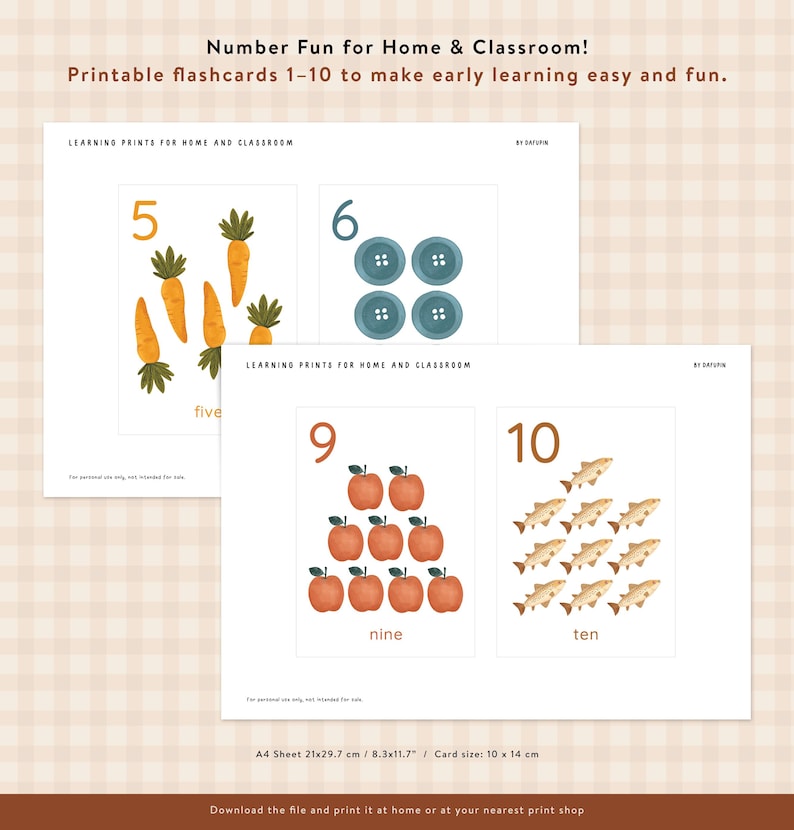 Montessori Number Flashcards 1-10 – Printable Counting Cards (digital ...