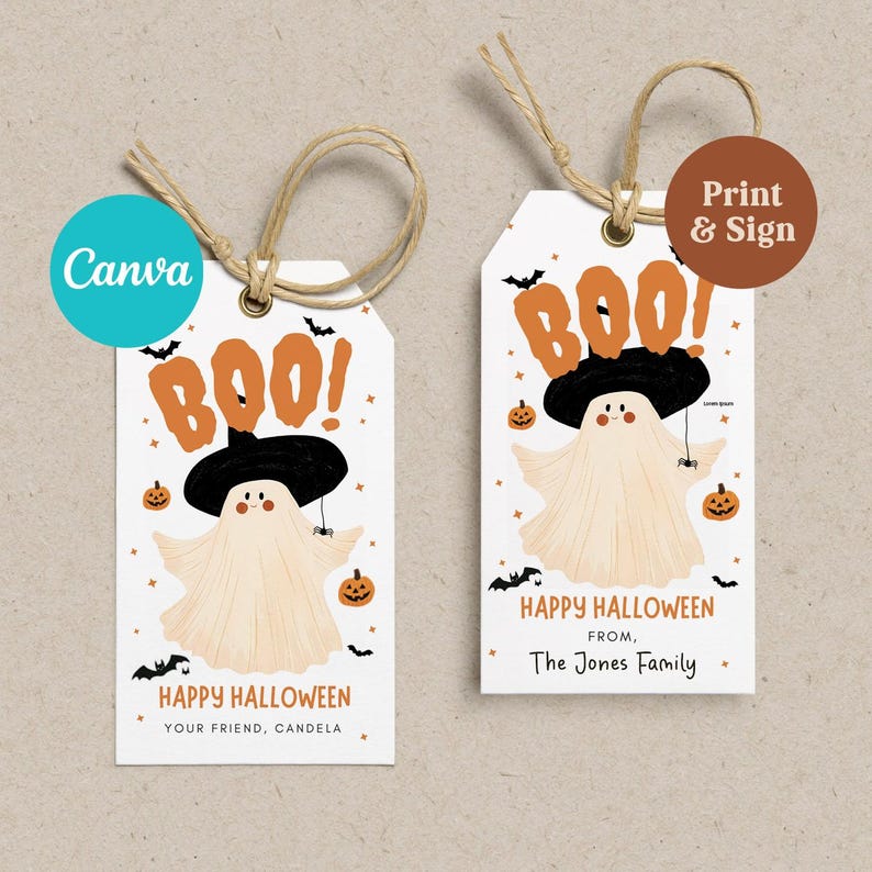 Editable Ghost Halloween Favor Tags: Printable Trick or Treat Tags ...