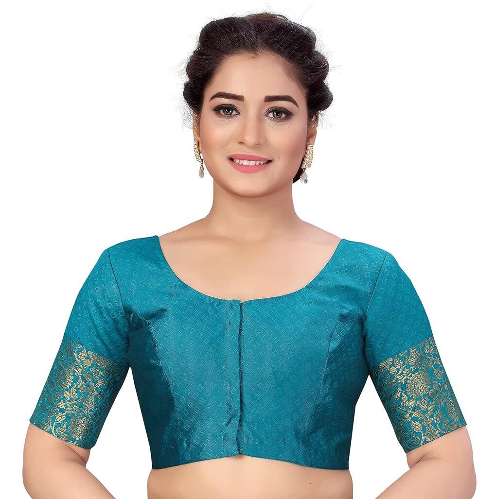 Blaue Brokat Ellbogen Ärmel Goldene Kanjivaram Border - Etsy.de