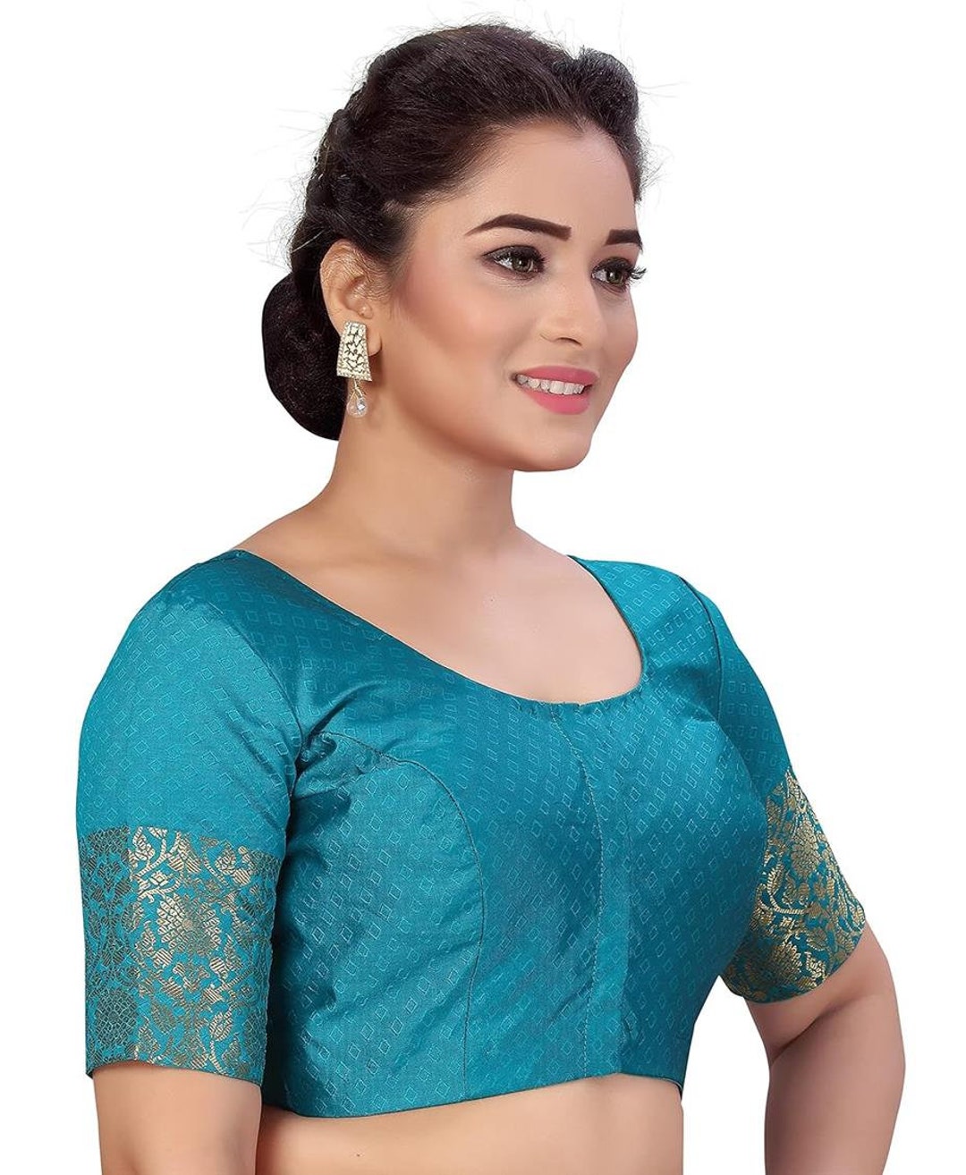 Blaue Brokat Ellbogen Ärmel Goldene Kanjivaram Border - Etsy.de