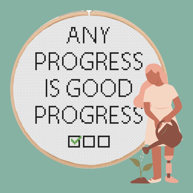 Any Progress is Good Progress Check Mark - Cross Stitch PATTERN ...