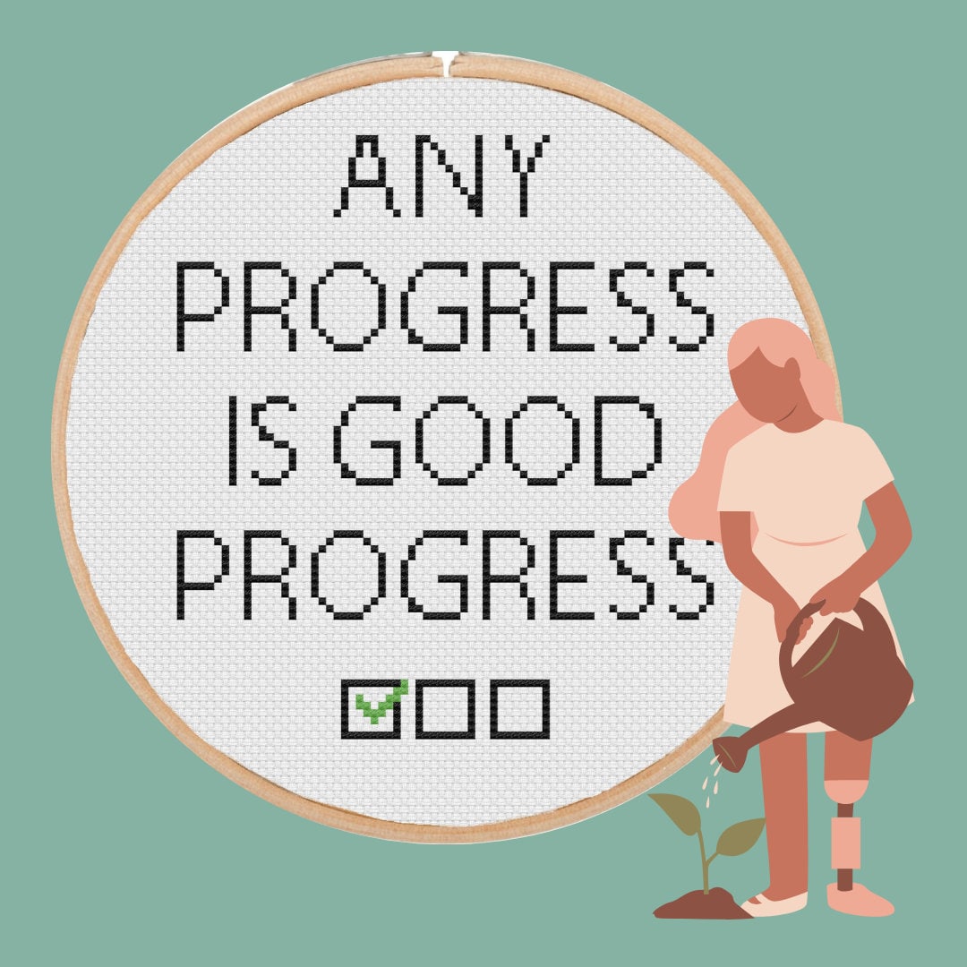 Any Progress is Good Progress Check Mark - Cross Stitch PATTERN ...