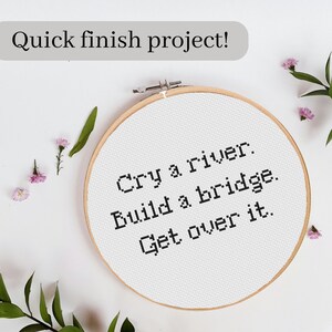 Cry A River Build A Bridge Get Over It - Cross Stitch PATTERN - Digital Download - Compatible ...