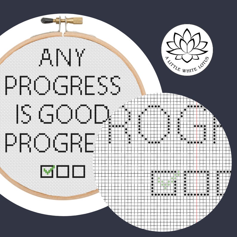 Any Progress is Good Progress Check Mark - Cross Stitch PATTERN ...