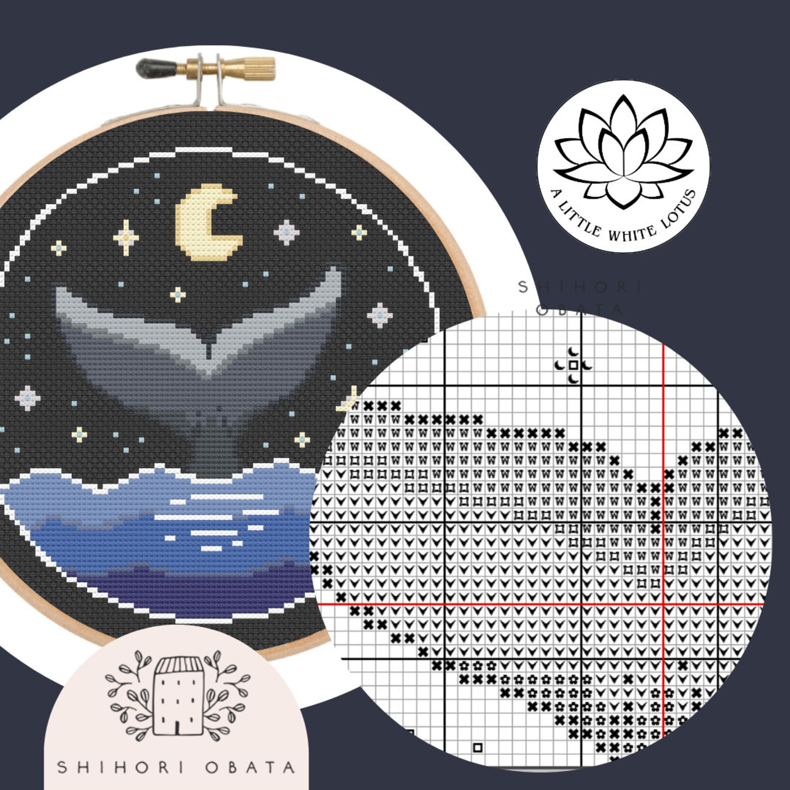 Whale Tail Under the Night Sky COLOR- Collab Shihori Obata - Cross ...