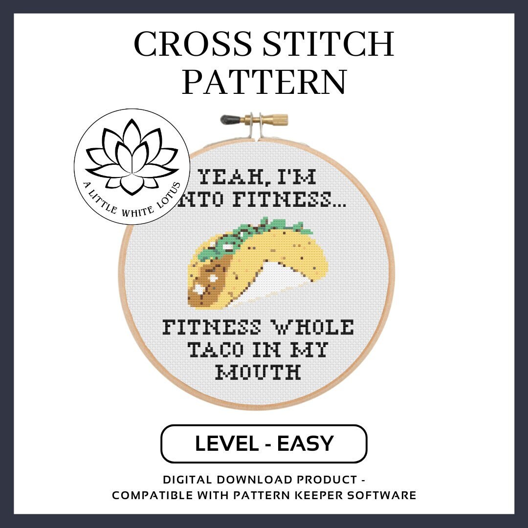 Taco Fitness - Cross Stitch PATTERN - Digital Download - Compatible ...