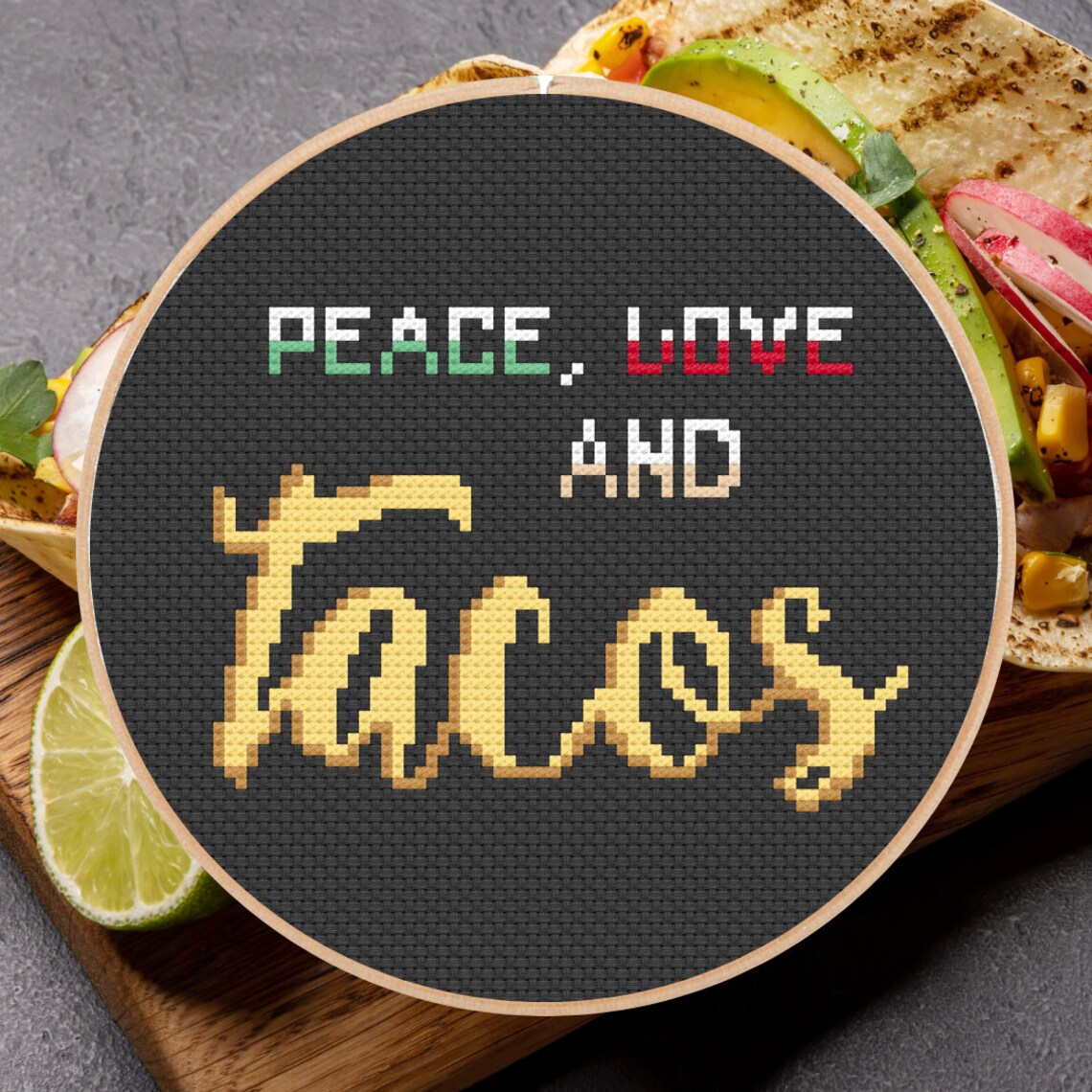 Peace Love and Tacos Cross Stitch PATTERN Digital Download Compatible ...
