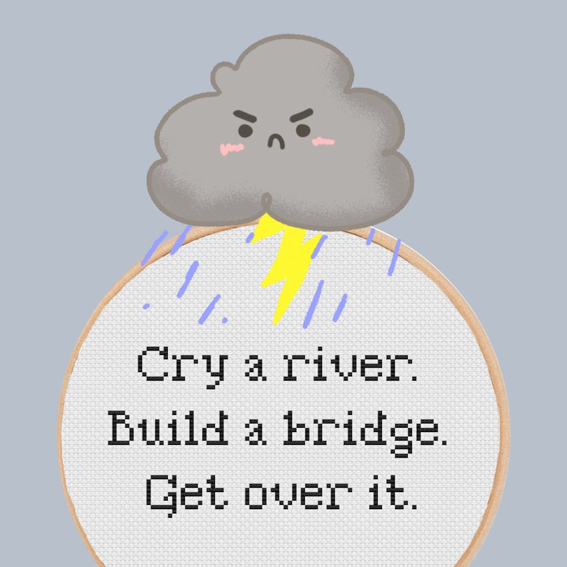 Cry A River Build A Bridge Get Over It Cross Stitch PATTERN Digital Download Compatible With ...