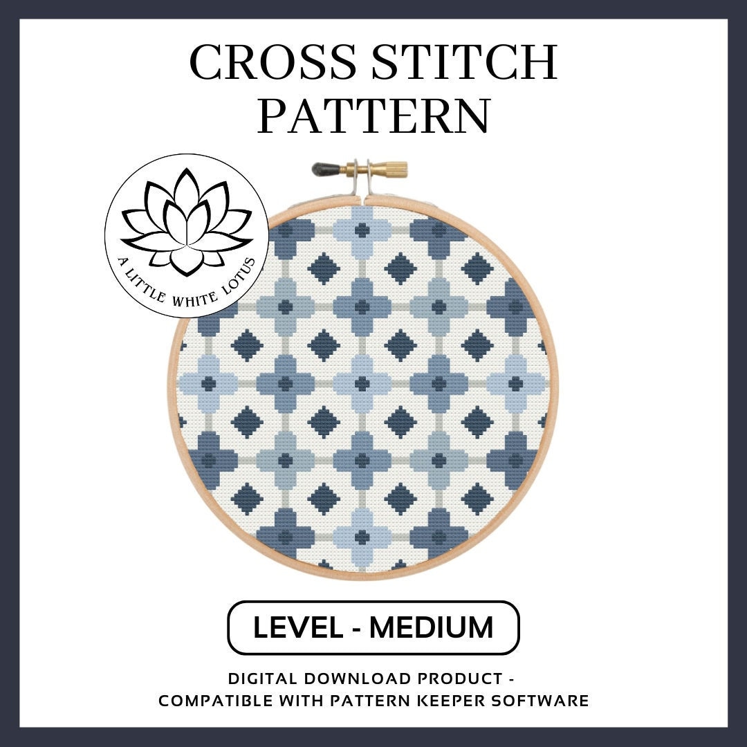 Azula Floret Tile - Cross Stitch PATTERN - Digital Download ...