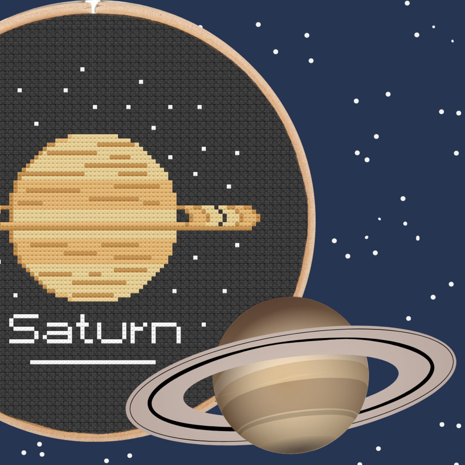 Saturn - Cross Stitch PATTERN - Digital Download - Compatible With ...