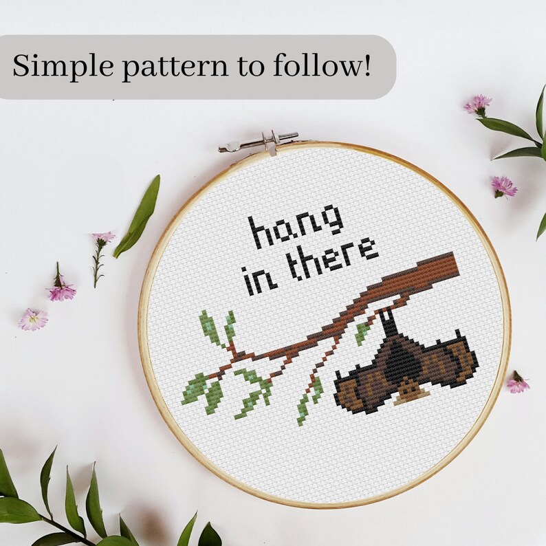 Hang in There Bat - Cross Stitch PATTERN - Digital Download ...