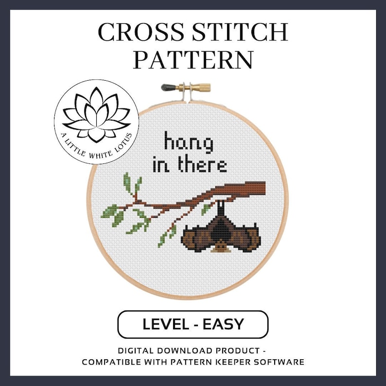 Hang in There Bat - Cross Stitch PATTERN - Digital Download ...