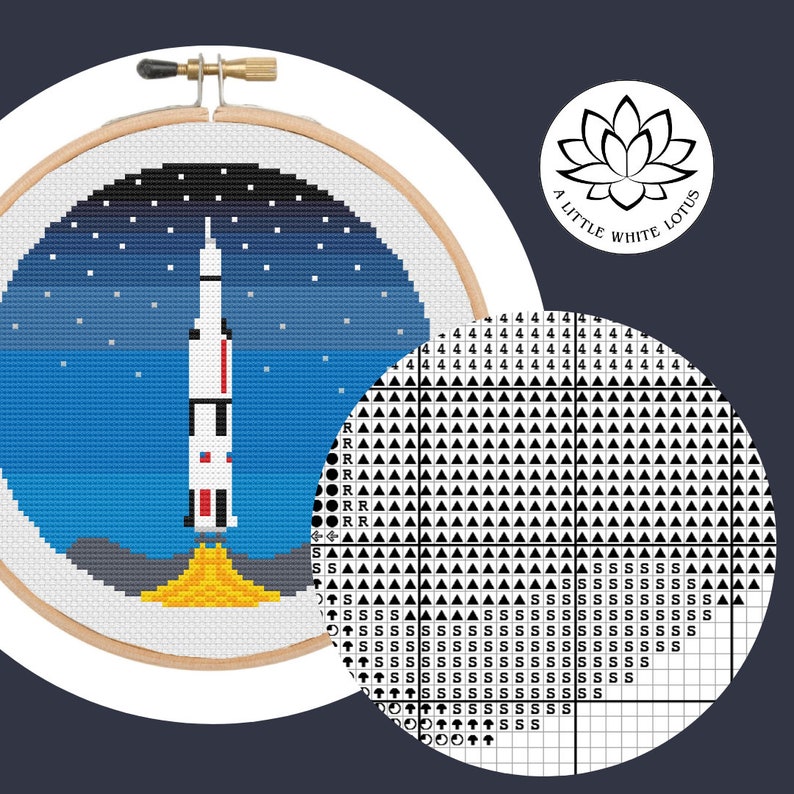 Saturn V Rocket - Cross Stitch PATTERN - Digital Download - Compatible ...