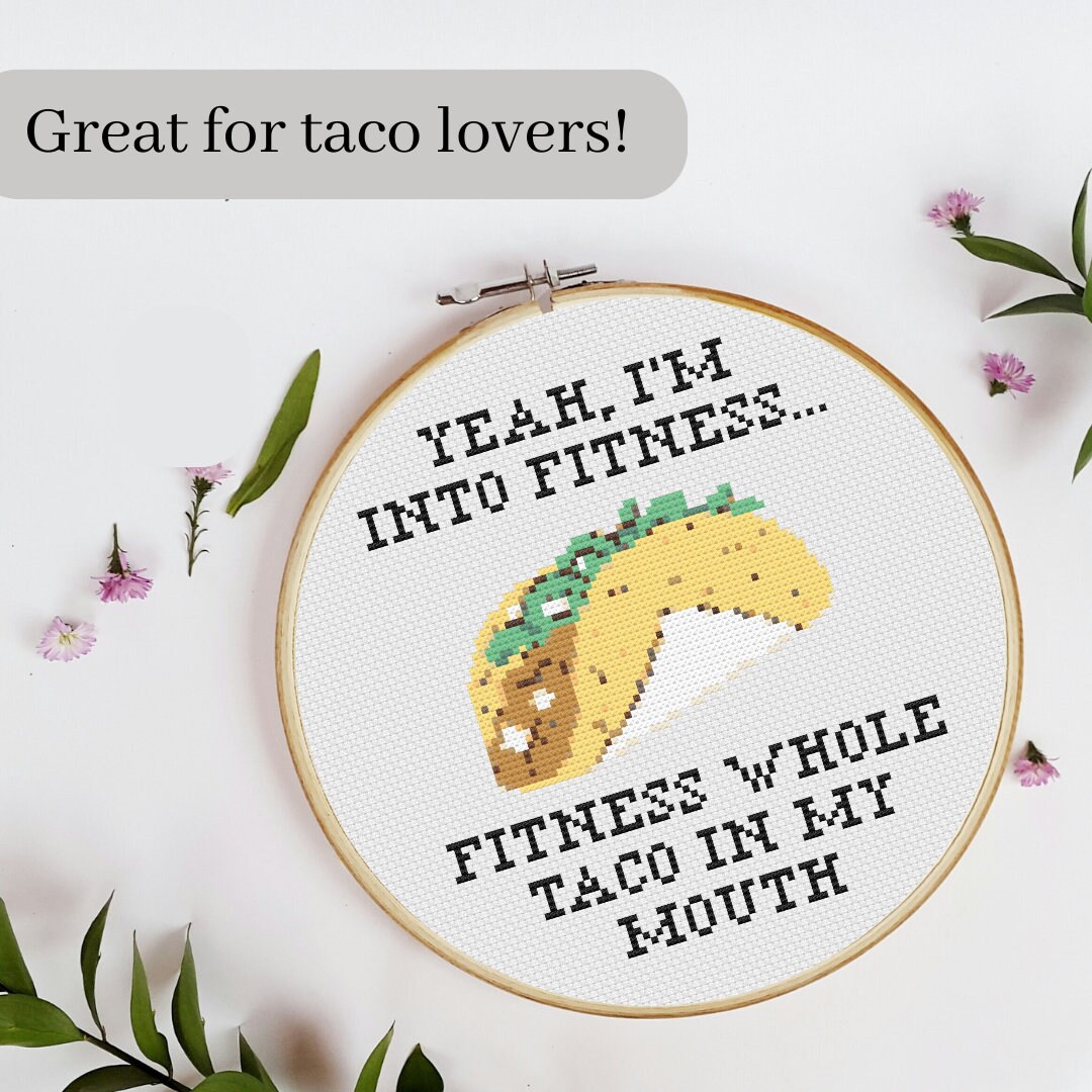 Taco Fitness - Cross Stitch PATTERN - Digital Download - Compatible ...