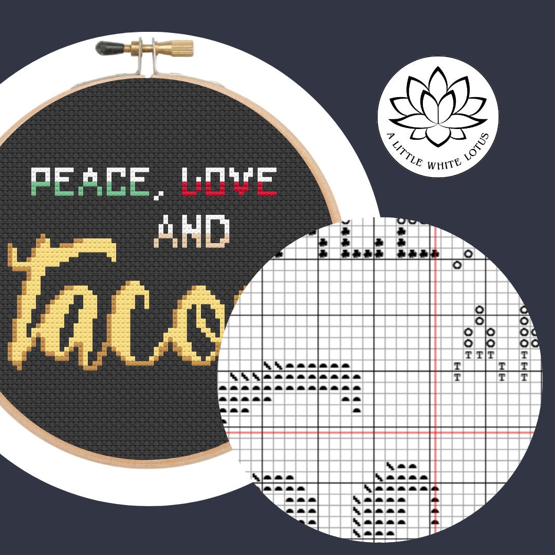 Peace Love and Tacos - Cross Stitch PATTERN - Digital Download ...