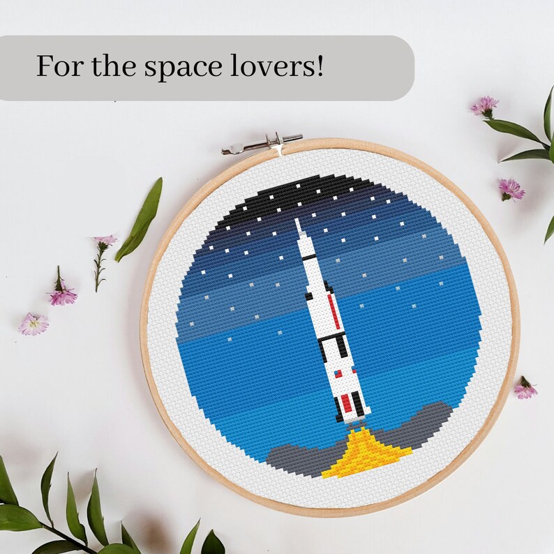 Saturn V Rocket - Cross Stitch PATTERN - Digital Download - Compatible ...