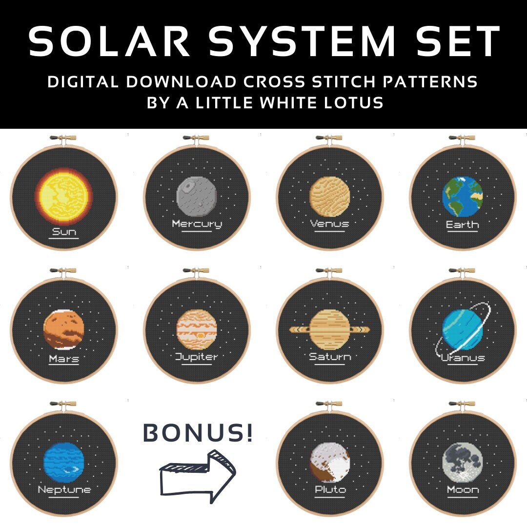 Solar System SET - Cross Stitch PATTERN Bundle - Digital Download ...