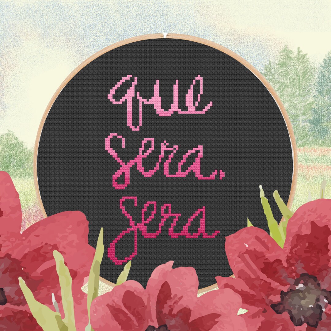 Que Sera Sera - Ombre Pink Color - Cross Stitch PATTERN - Digital ...