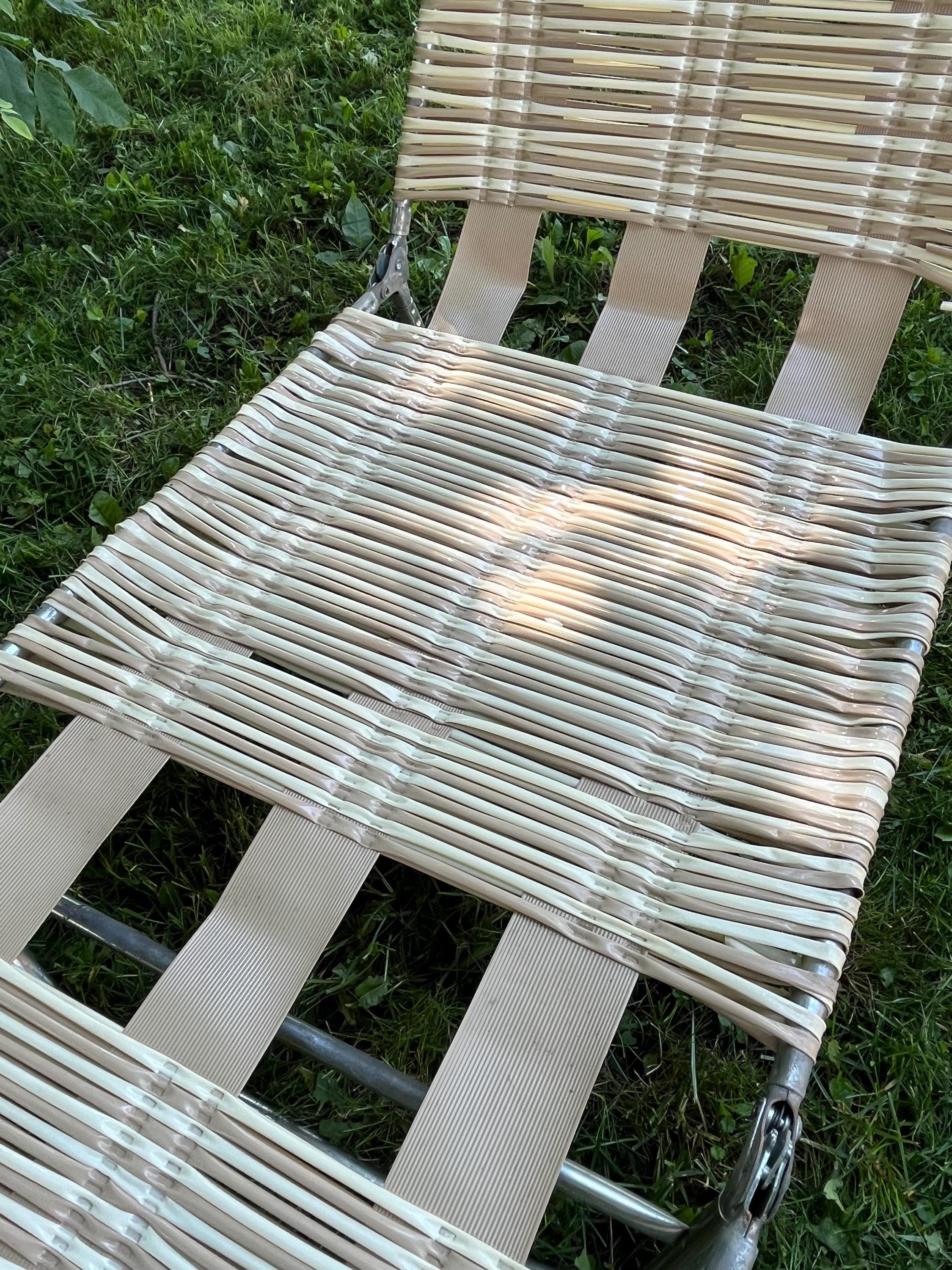 Vintage MCM Vinyl Tubing Chaise Lounger Lawn Chair / Aluminum Frame ...
