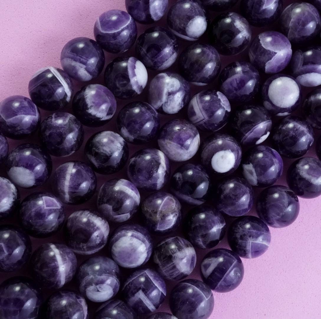 Chevron Amethyst Beads (round)(smooth)(4mm)(6mm)(8mm)(10mm)(12mm)(15 ...