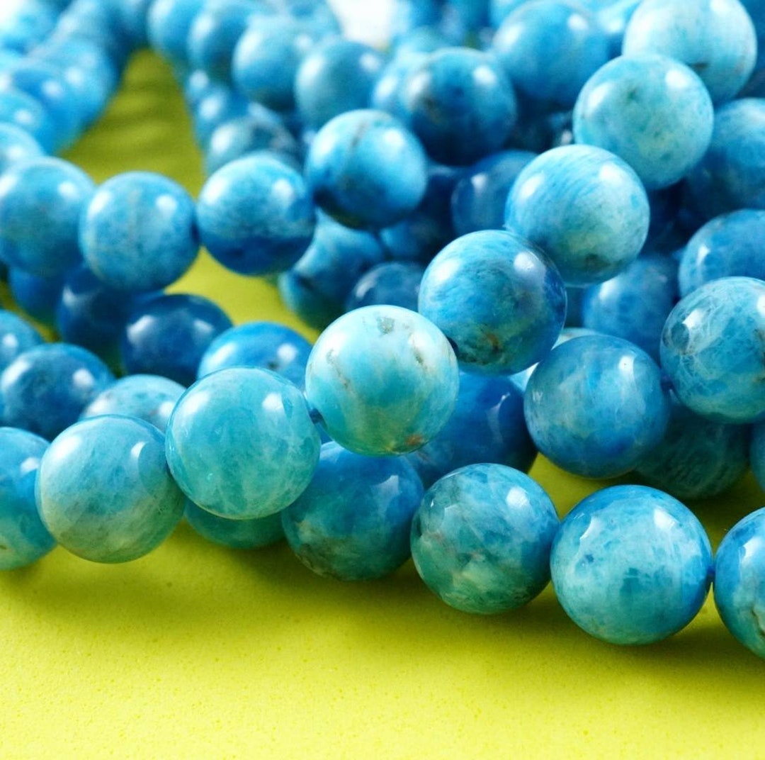 Blue Apatite Beads (round)(smooth)(6mm)(8mm)(10mm)(16