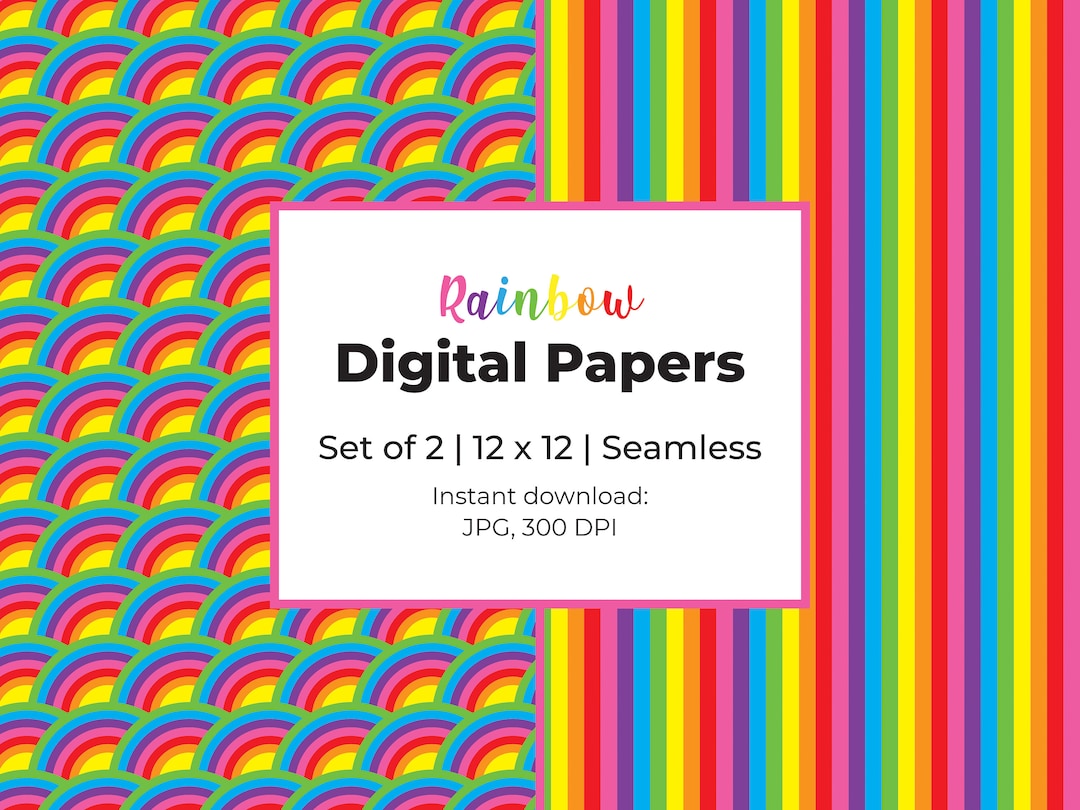 Rainbow Seamless Digital Patterns | Rainbow Stripes Digital Paper ...