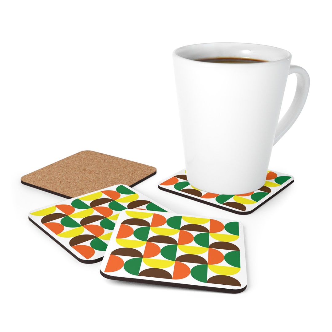 Retro 70s Design Corkwood Coaster Set Mid-century Modern - Etsy