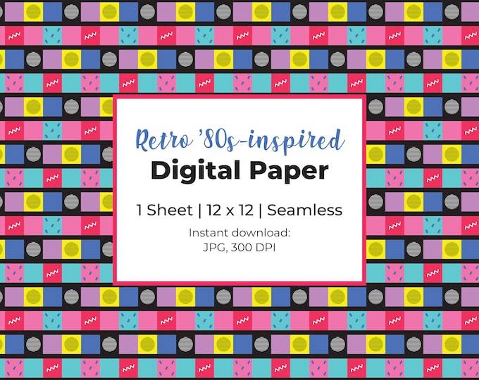 80s Digital Paper Retro 80s Digital Paper 80s Scrapbook Paper Eighties ...