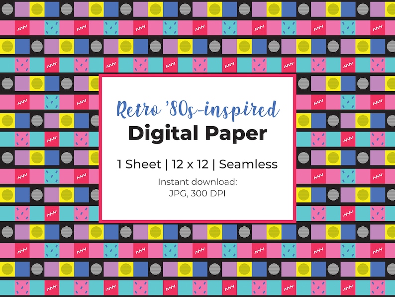 80s Digital Paper | Retro 80s Digital Paper | 80s Scrapbook Paper ...