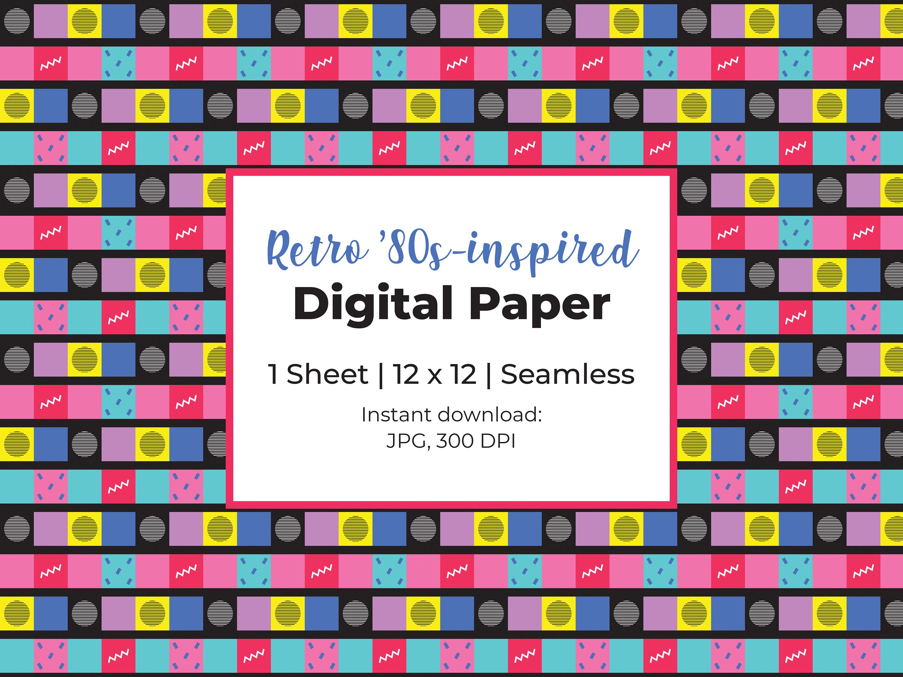 80s Digital Paper | Retro 80s Digital Paper | 80s Scrapbook Paper ...