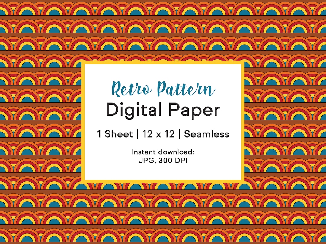 Retro Pattern Digital Paper | Retro Circle Pattern Scrapbook Paper ...