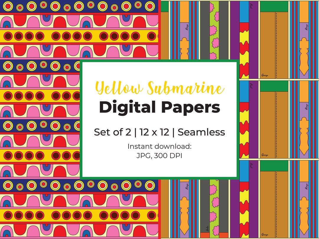 Beatles Yellow Submarine Seamless Digital Paper Beatles Music Art ...