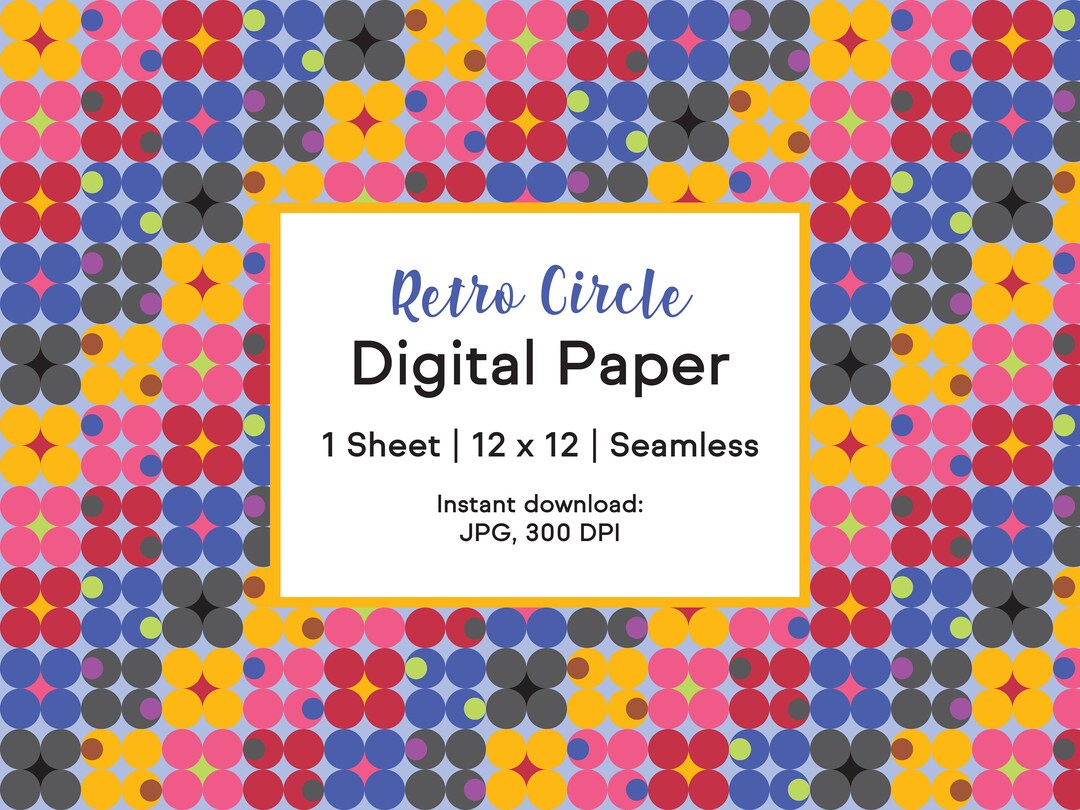 Retro Circle Digital Paper: Colorful Scrapbook Design (digital Download ...