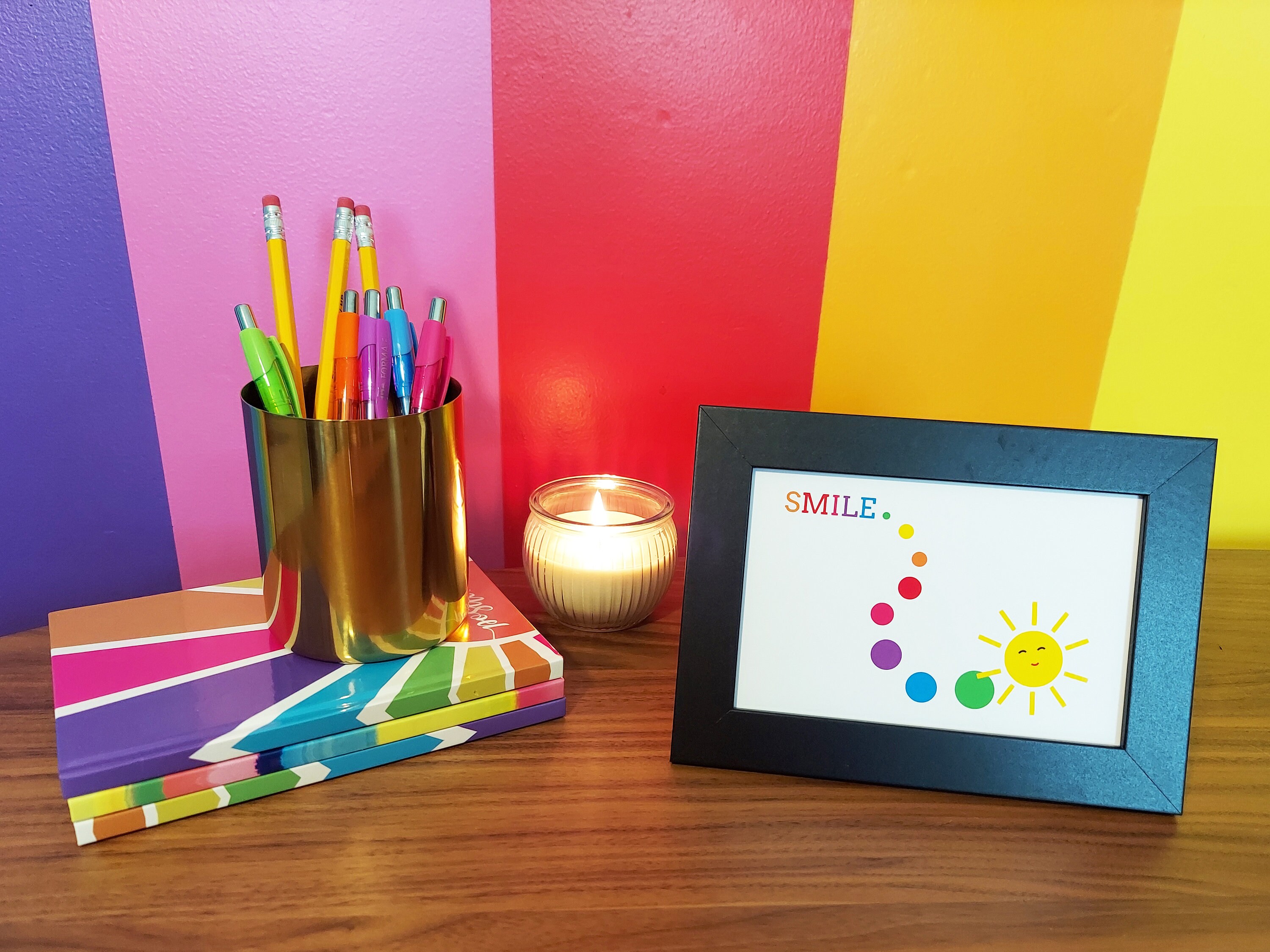 Smile Art Print Smile Face Art Print Happy Sun Art Print Mini Colorful ...