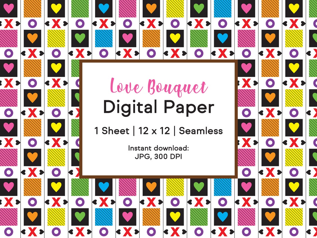 Rainbow Hearts Valentine's Day Paper | Love Heart Digital Paper ...