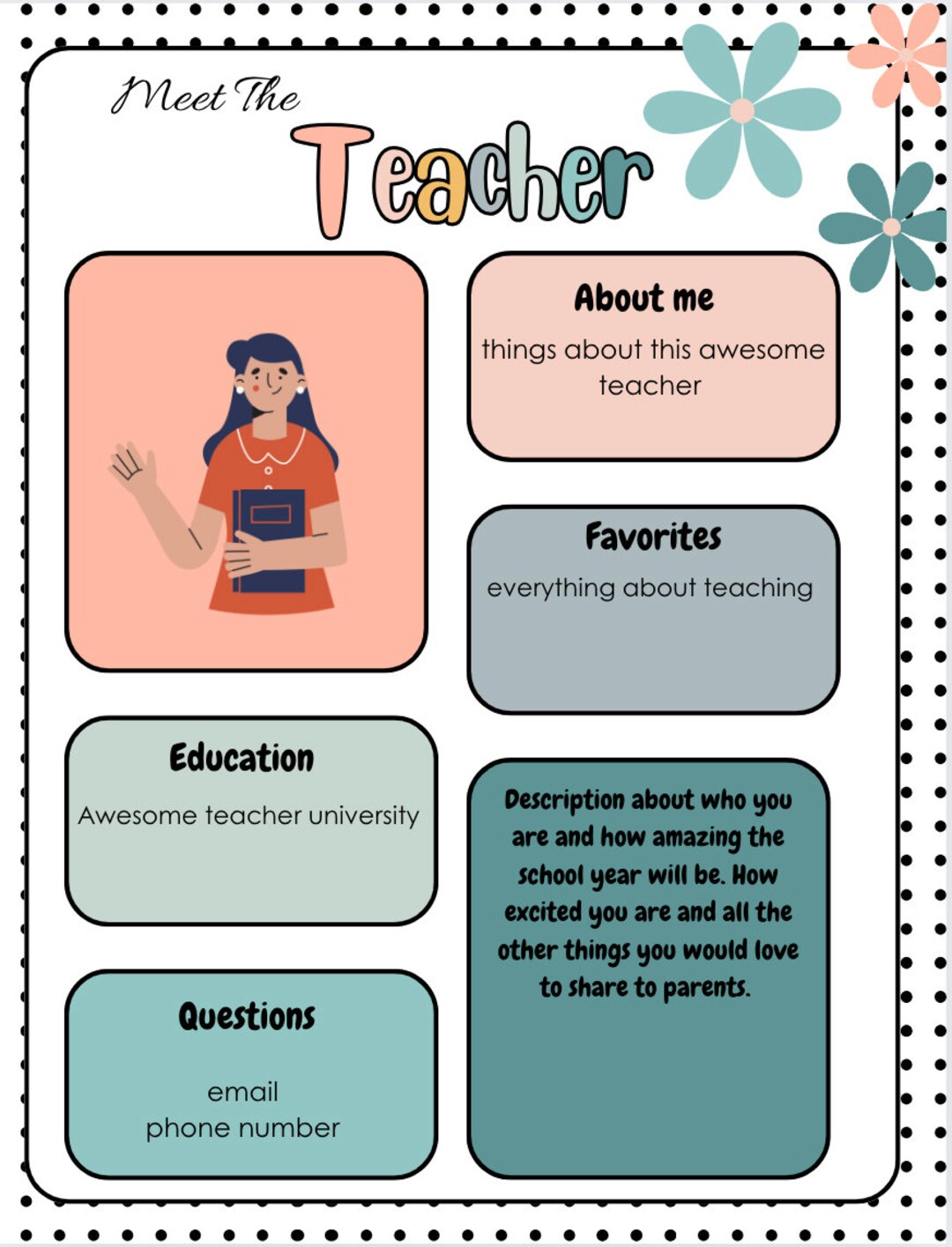 Meet the Teacher Filer Template - Etsy