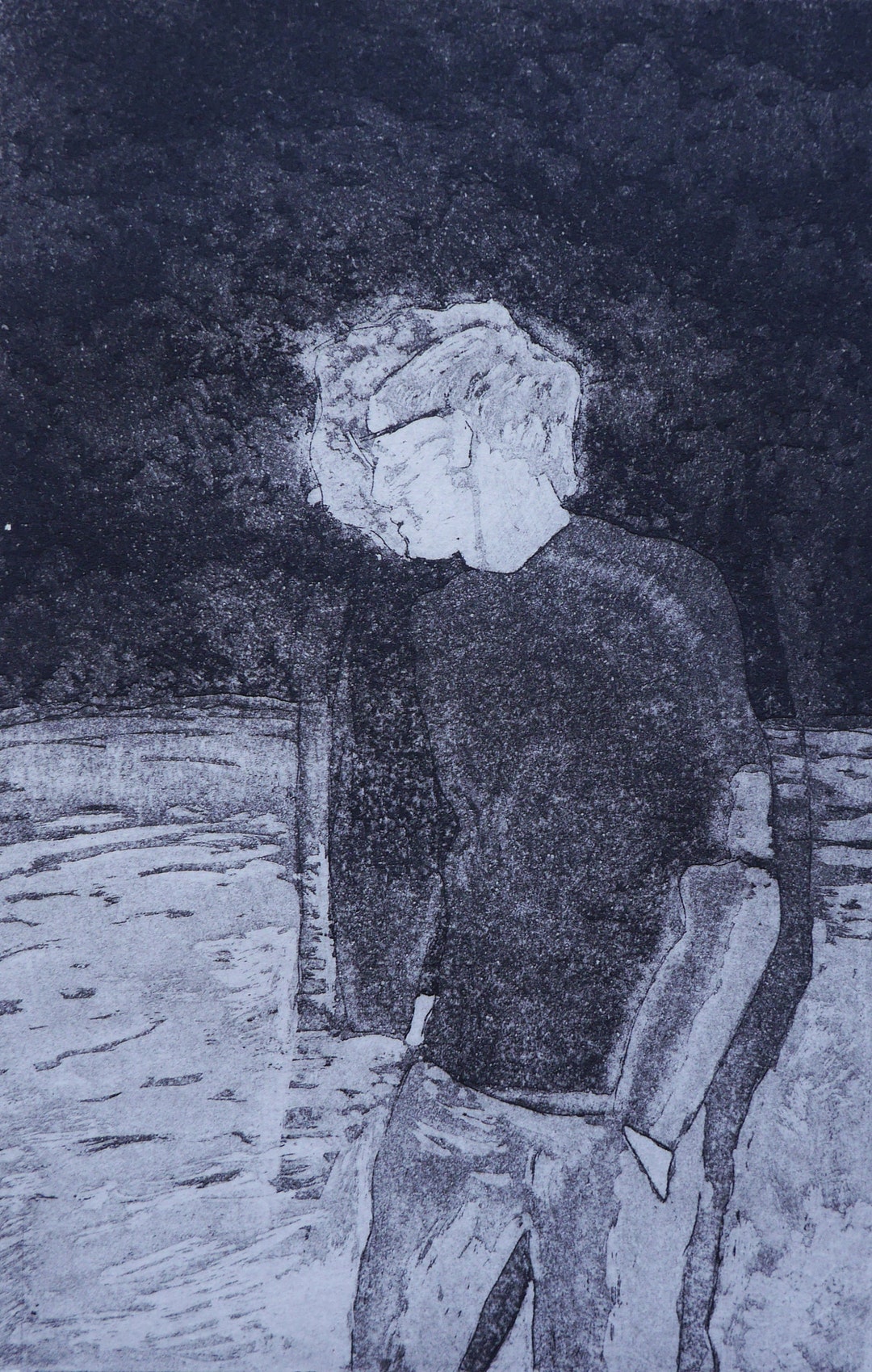 Original Etching With Aquatint, Man in Black and White - Etsy