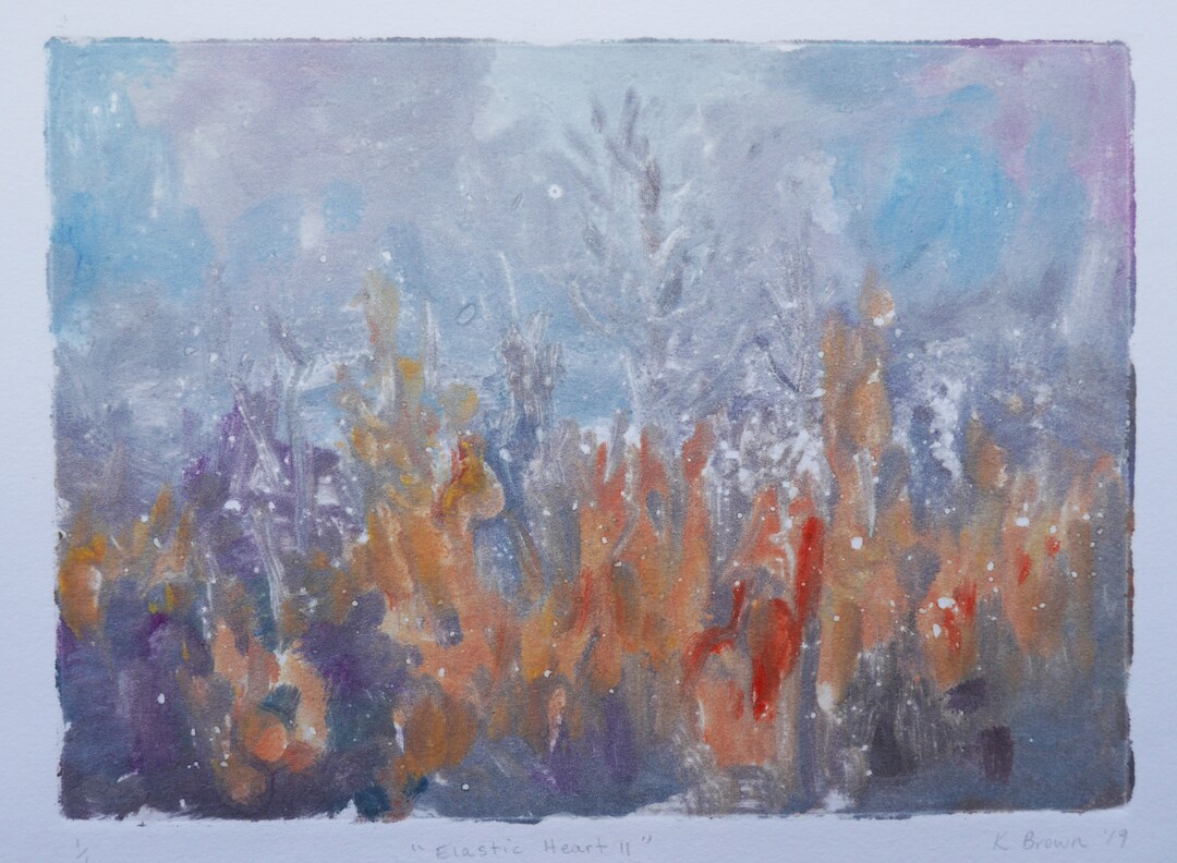Original Monoprint, Landscape Fire - Etsy